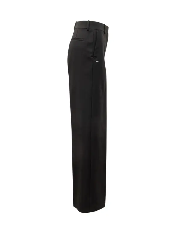 Off-White Pleated Detailed Straight Leg Trousers