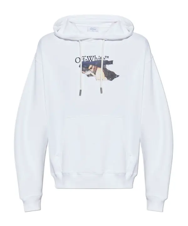 Off-White Graphic Detail Drawstring Hoodie - White