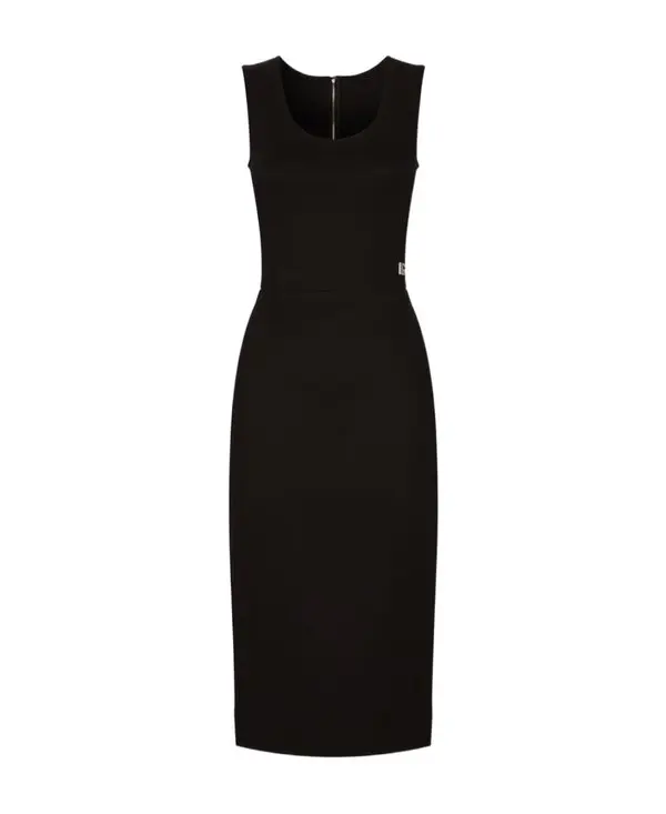 Dolce & Gabbana Sleeveless Logo Plaque Midi Dress