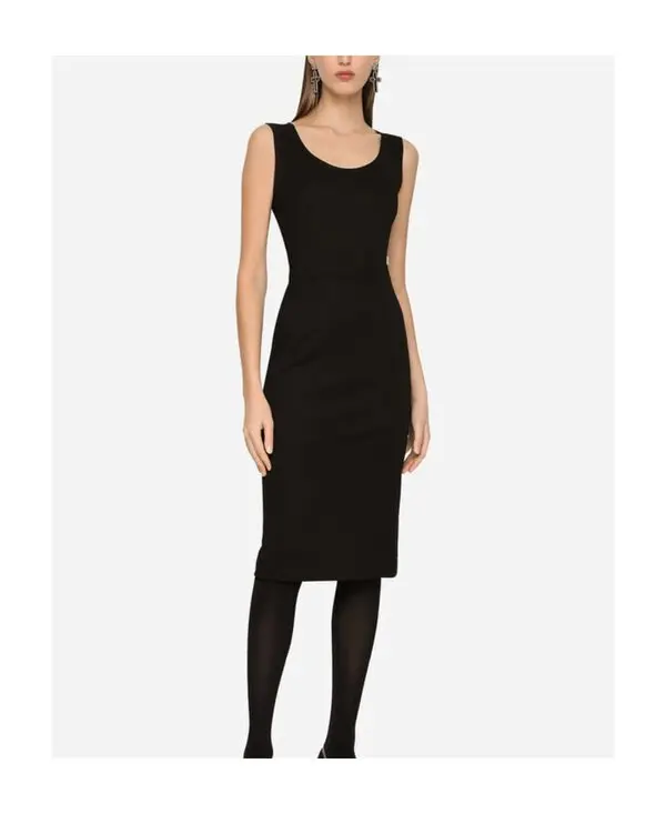 Dolce & Gabbana Sleeveless Logo Plaque Midi Dress