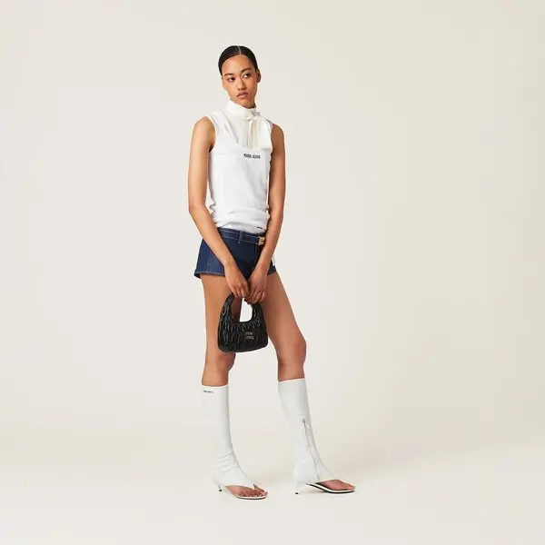 Miu Miu Wander Matelassé Logo Plaque Mini Hobo Bag - Black