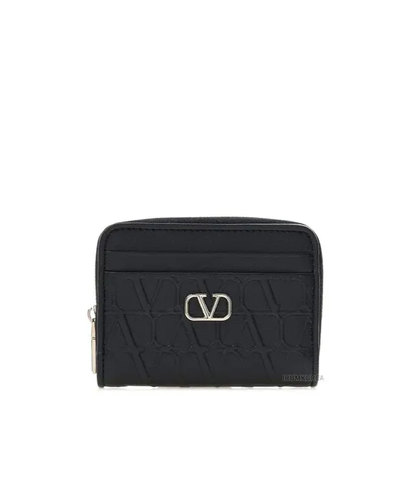 Valentino Garavani Vlogo Signature Zip-up Wallet - Black
