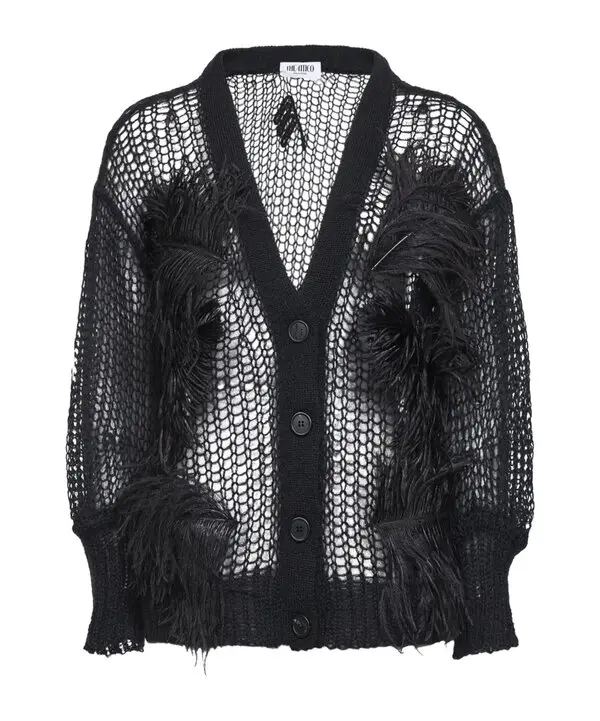 Attico Cut-out Knitted Cardigan - Black