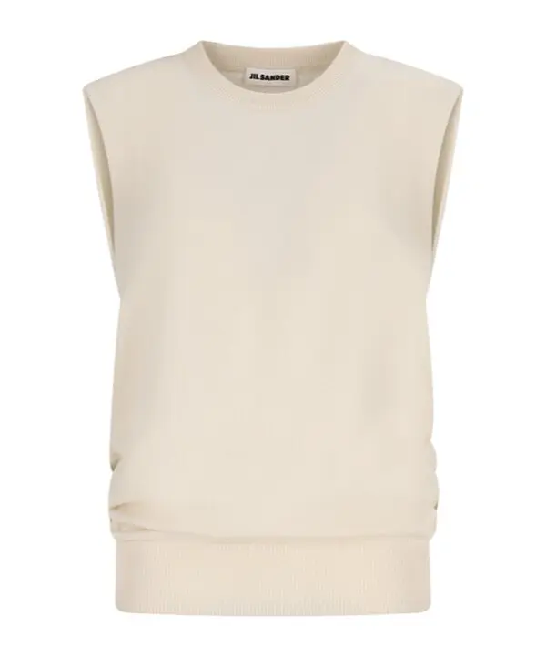 JIL SANDER Ribbed Knit Round Neck Tank Top