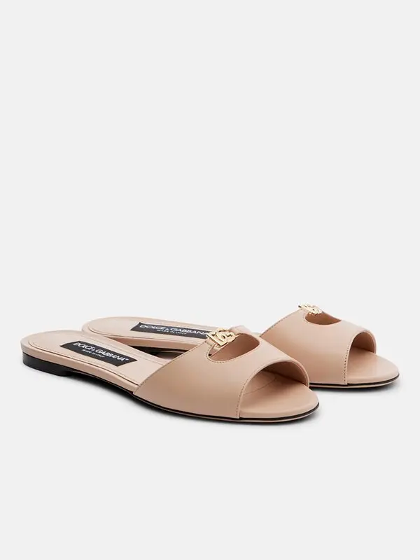 Dolce & Gabbana Logo Embellished Open Toe Slides