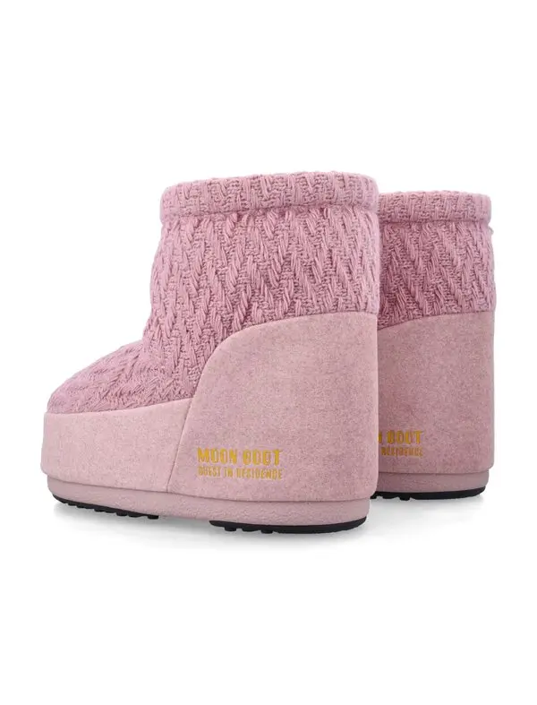 Moon Boot Knitted Panel Snow Boots - Pink
