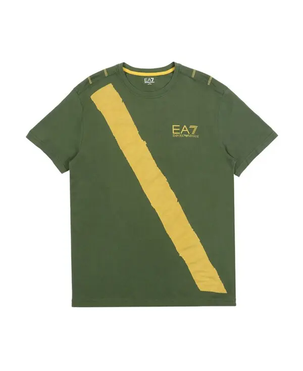 EA7 Logo Printed T-shirt With Round Neck - Green