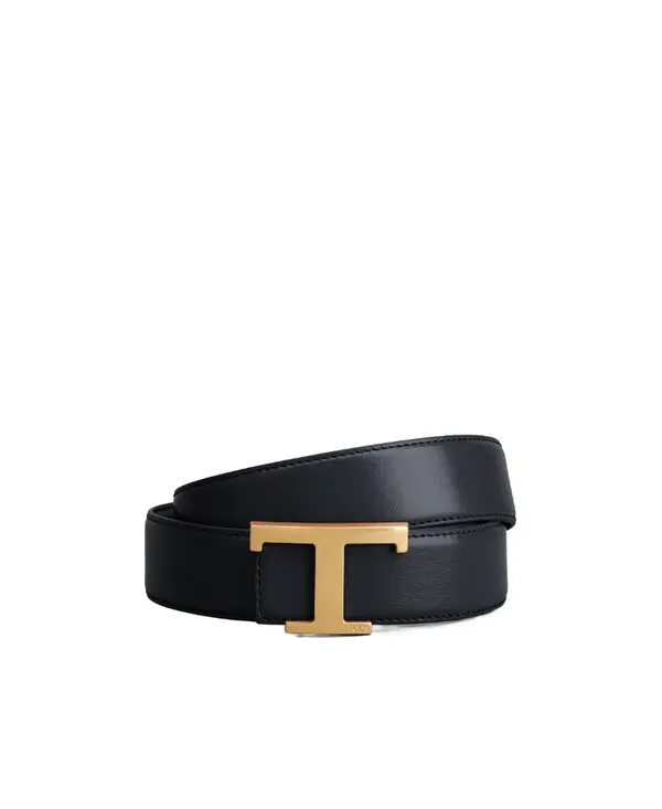 TOD'S Timeless Reversible Leather Belt With T-shaped Buckle - Black