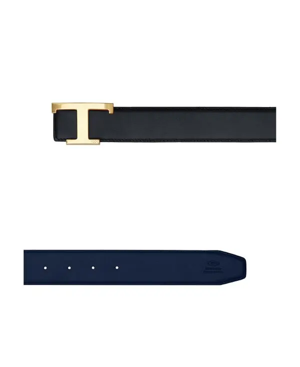 TOD'S Timeless Reversible Leather Belt With T-shaped Buckle - Black