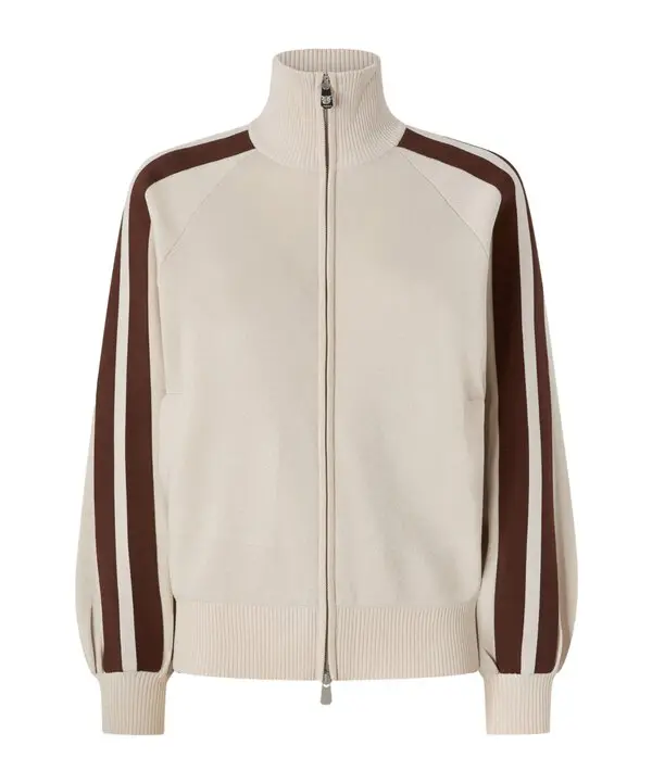 Pinko Striped Logo Embossed Zip-up Sweatshirt - No