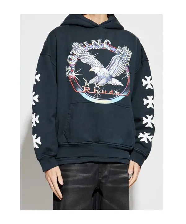 Rhude Eagle Graphic Star-embellished Hoodie - Black