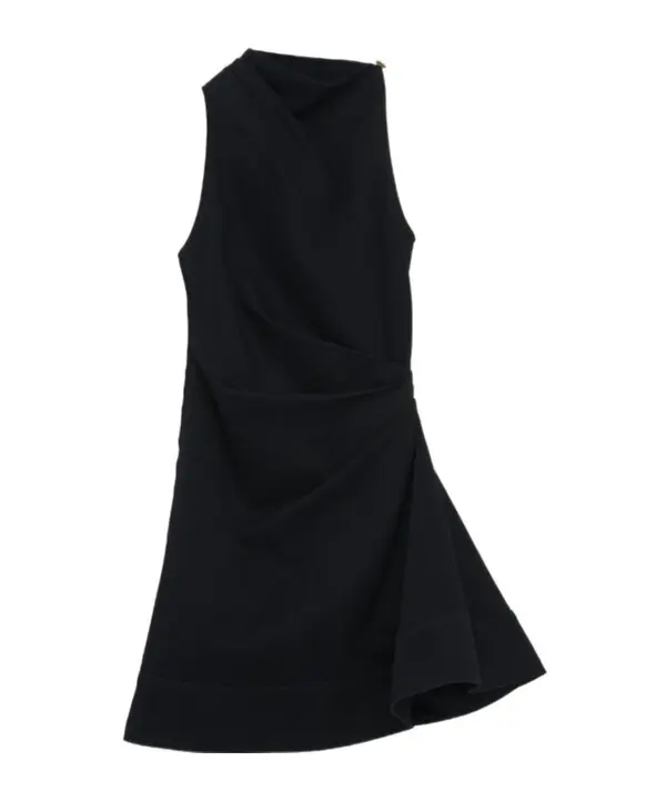 Alexander McQueen Asymmetrical Draped Mini Dress - Black
