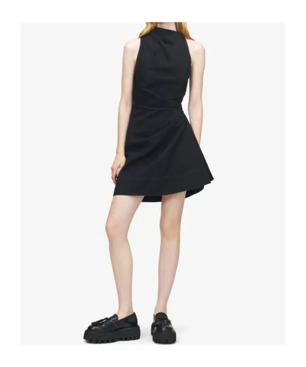 Alexander McQueen Asymmetrical Draped Mini Dress - Black