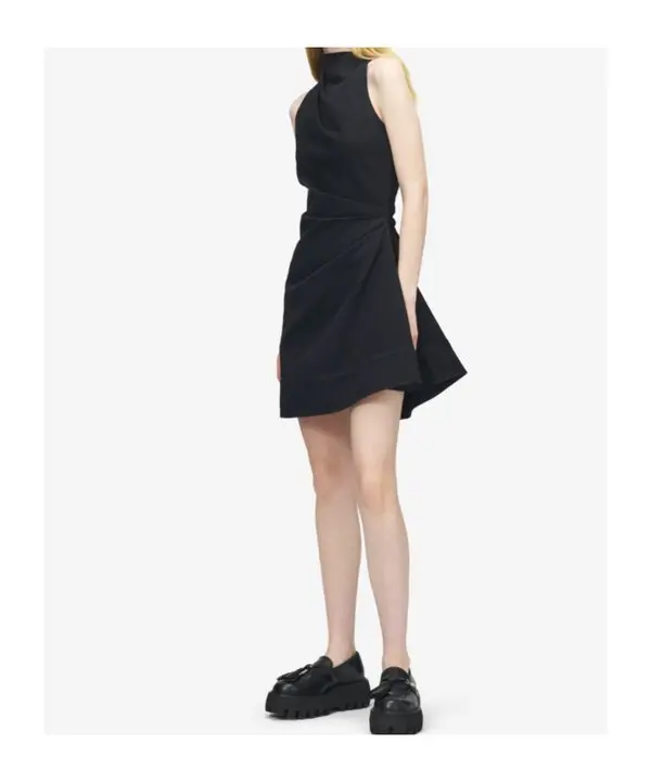Alexander McQueen Asymmetrical Draped Mini Dress - Black