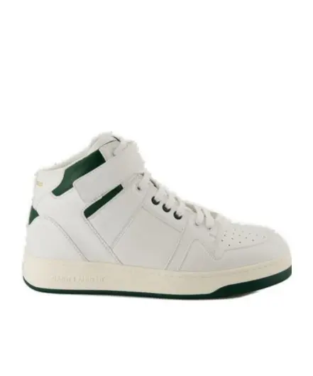 Saint Laurent Round Toe Lace-up Sneakers - White