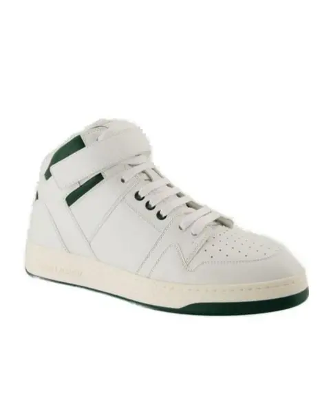 Saint Laurent Round Toe Lace-up Sneakers - White