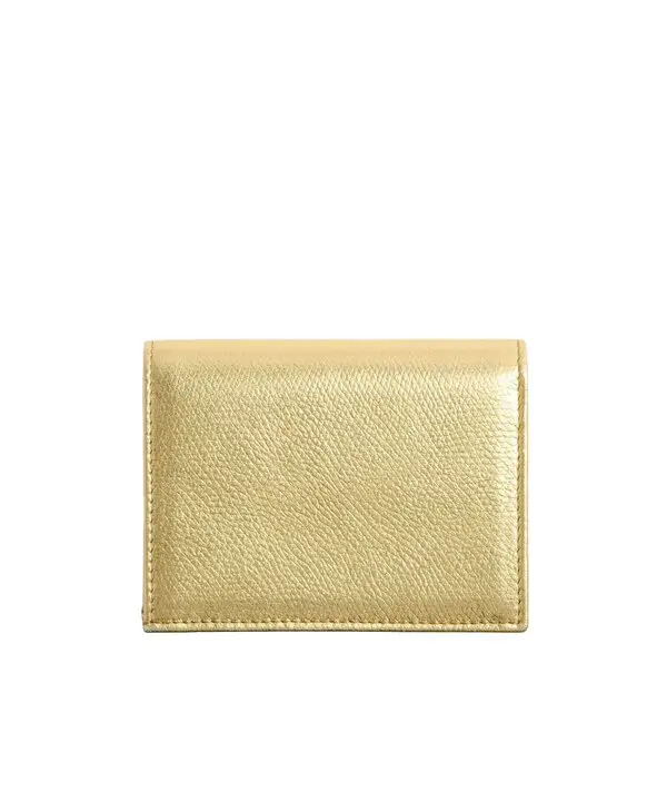 Valentino Garavani Vlogo Signature Laminated Grainy Calfskin Wallet - Bronze