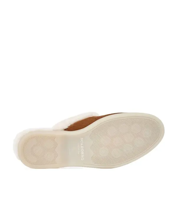 SCAROSSO Lucrezia Shearling Slip-on Mules With Tassel Detail - Cinnamon
