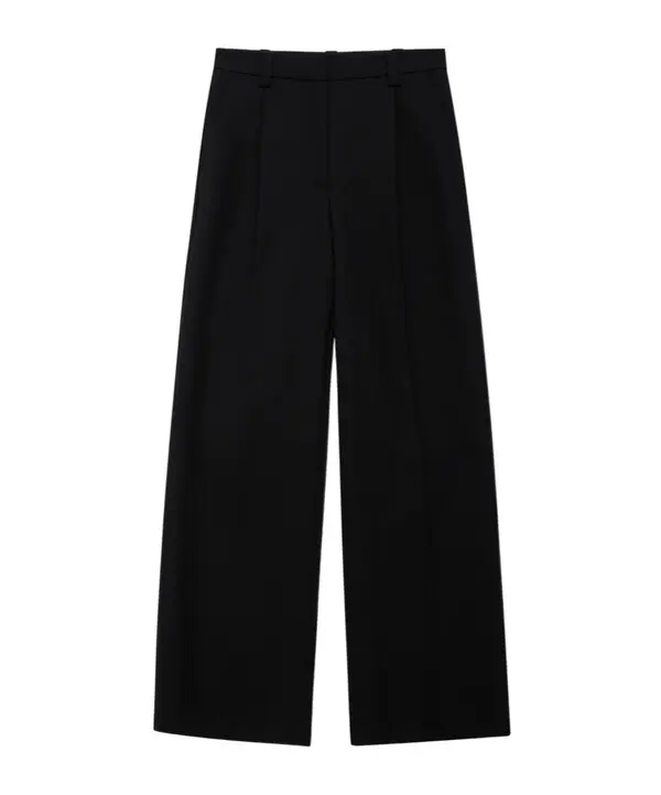 ANINE BING High-waisted Pleated Front Trousers - Black