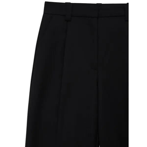 ANINE BING High-waisted Pleated Front Trousers - Black