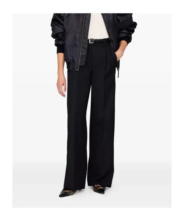 ANINE BING High-waisted Pleated Front Trousers - Black
