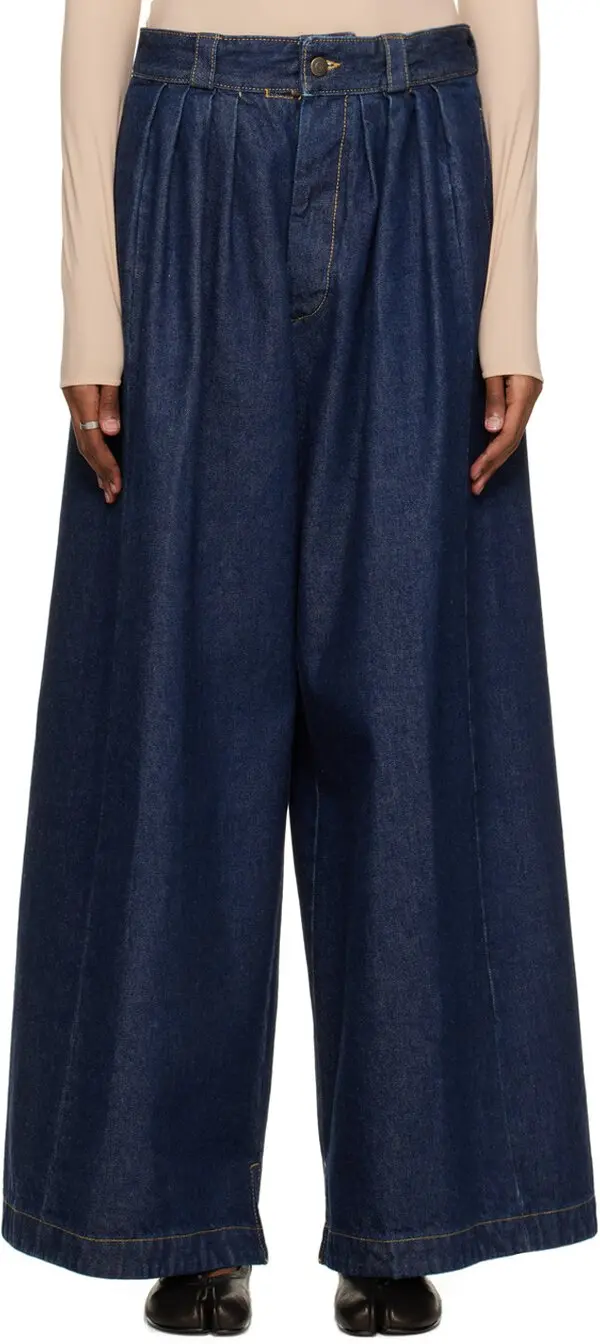 MAISON MARGIELA Wide-leg Pleated Jeans - Blue