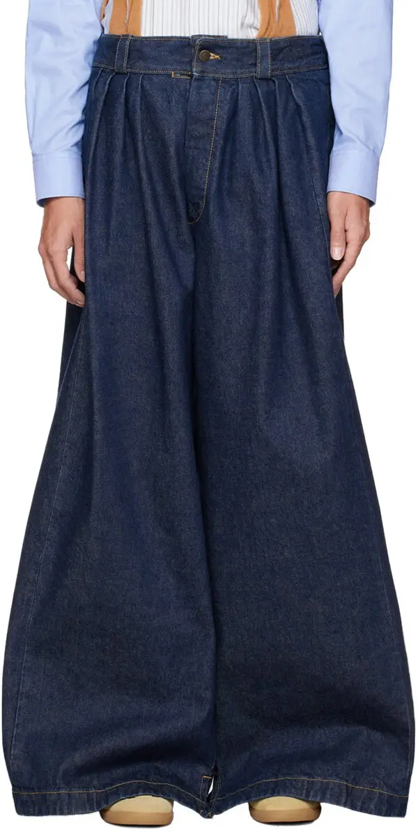 MAISON MARGIELA Wide-leg Pleated Jeans - Blue