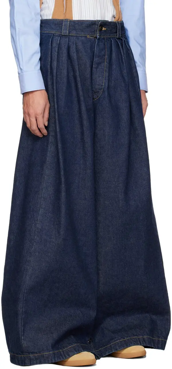 MAISON MARGIELA Wide-leg Pleated Jeans - Blue