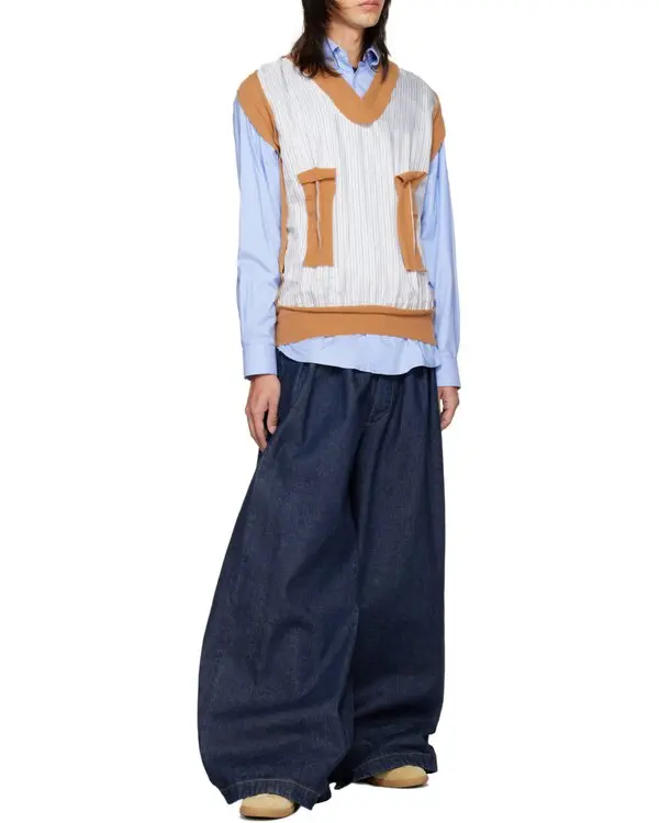 MAISON MARGIELA Wide-leg Pleated Jeans - Blue