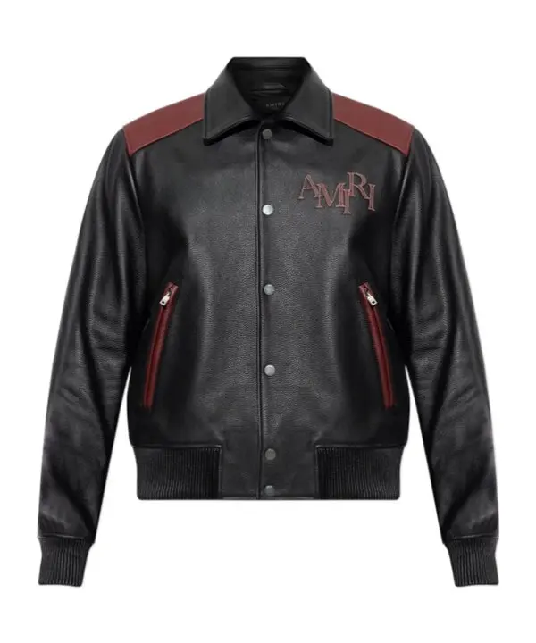 Amiri Logo-patch Leather Bomber Jacket