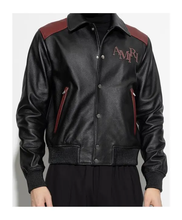 Amiri Logo-patch Leather Bomber Jacket