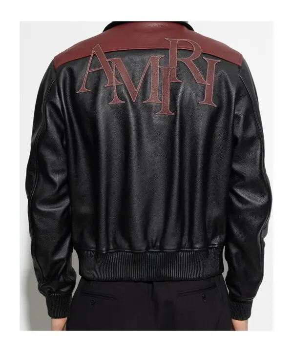 Amiri Logo-patch Leather Bomber Jacket