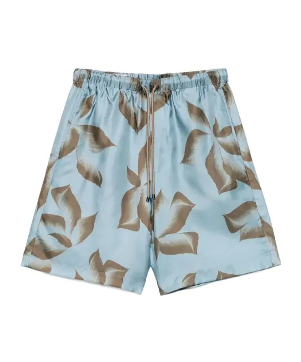 Dries Van Noten Graphic Print Drawstring Shorts - Blue