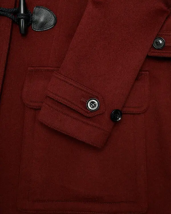 Burberry Hooded Overcoat With Horn Buckle Detailing