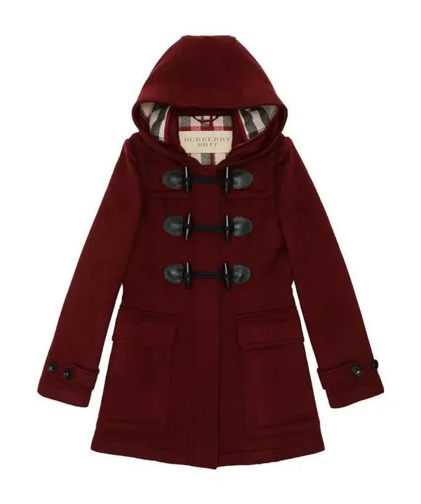Burberry Hooded Overcoat With Horn Buckle Detailing - Red