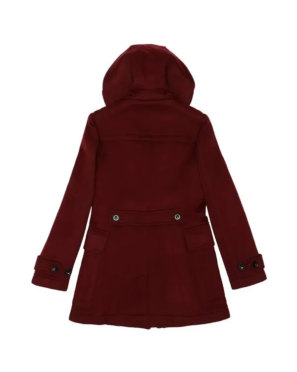 Burberry Hooded Overcoat With Horn Buckle Detailing - Red