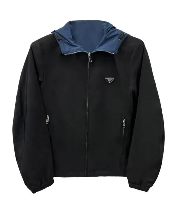 Prada Triangle Logo Hooded Zip-up Jacket