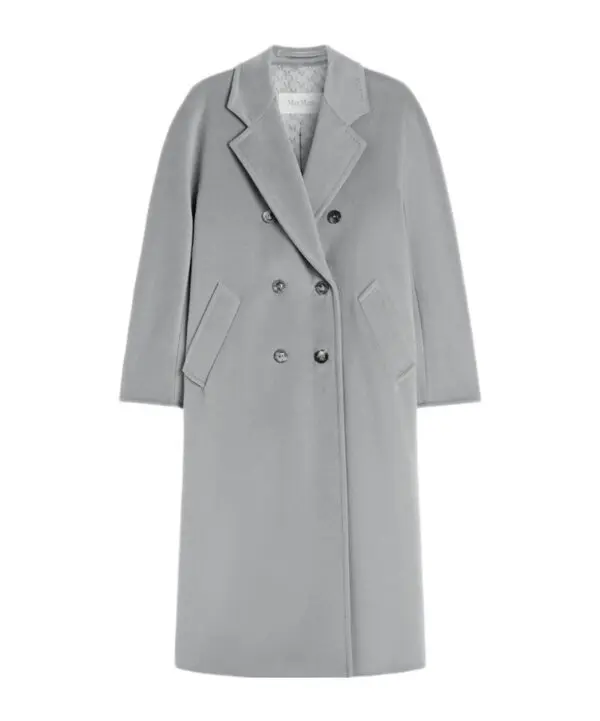 Max Mara Madame Double-breasted Belted Coat - Light Gray