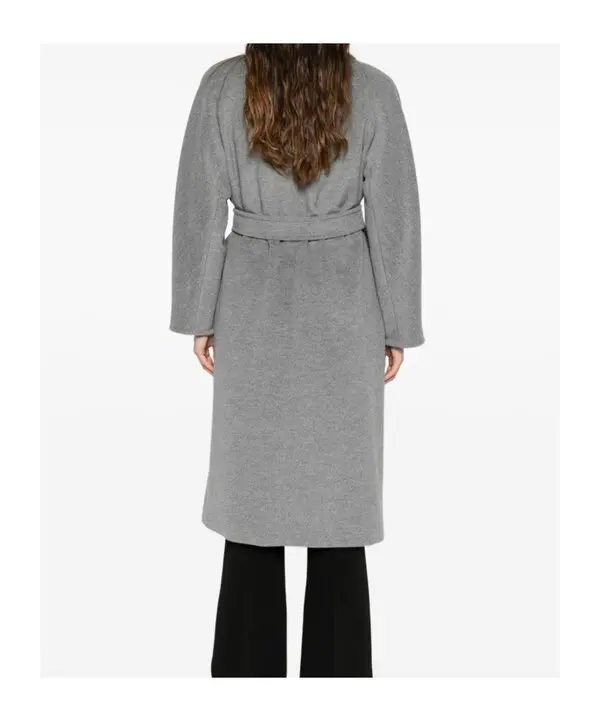 Max Mara Madame Double-breasted Belted Coat - Light Gray