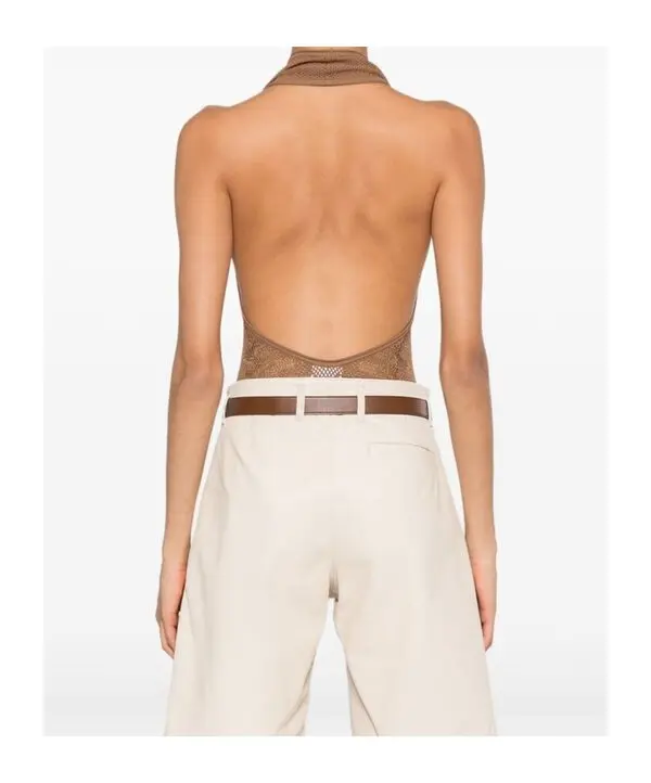 Saint Laurent Open-knit Halterneck Bodysuit
