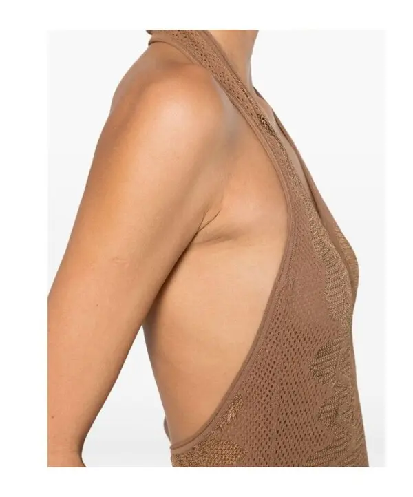 Saint Laurent Open-knit Halterneck Bodysuit
