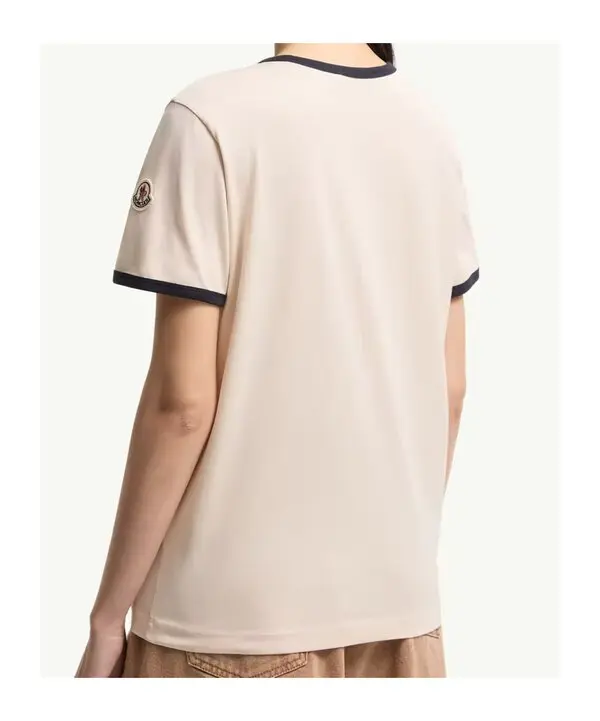 Moncler Logo Embroidered Crewneck T-shirt - Pink