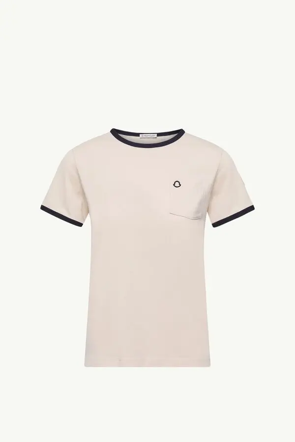 Moncler Logo Embroidered Crewneck T-shirt - Pink