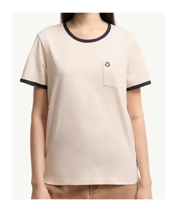 Moncler Logo Embroidered Crewneck T-shirt - Pink