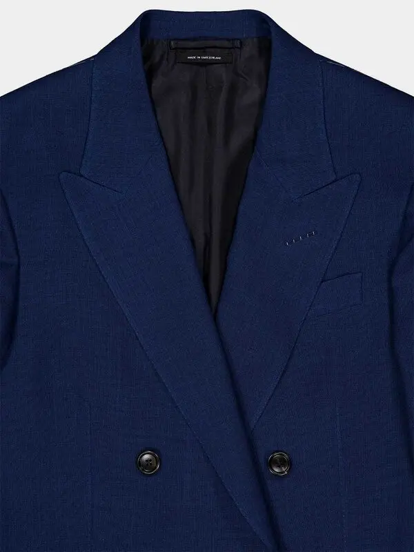 TOM FORD Double-breasted Wool Blazer - Blue