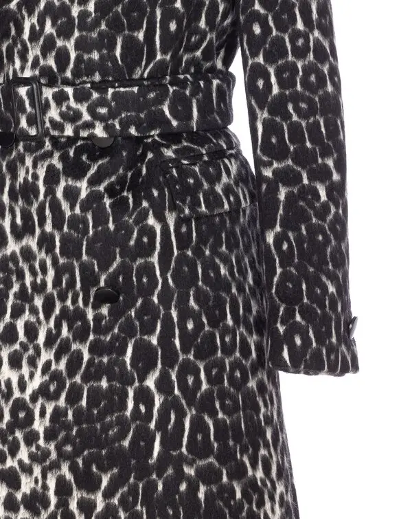 Tagliatore Double Breasted Leopard Print Coat