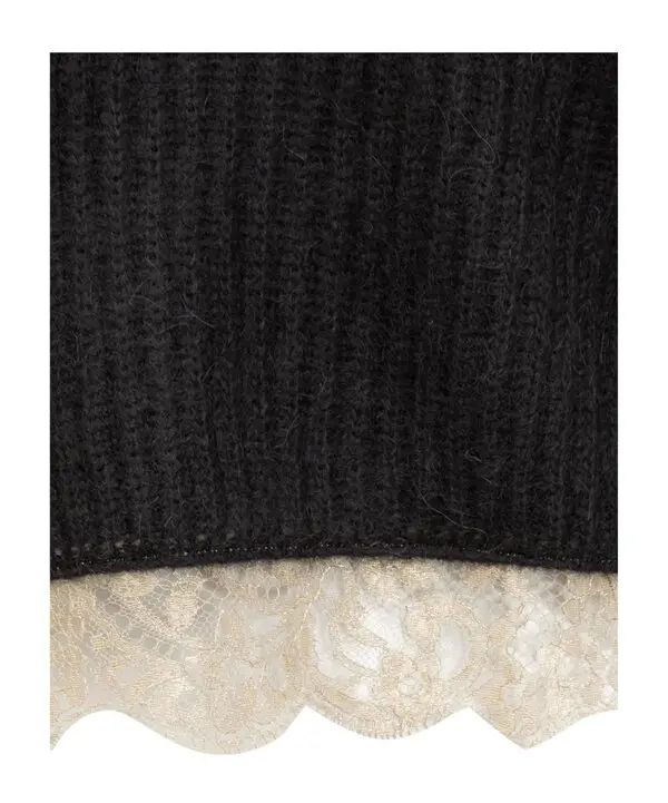 Fabiana Filippi Lace Trim Crewneck Jumper - Black