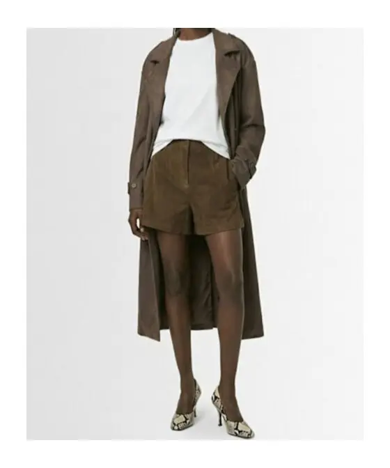 THE FRANKIE SHOP Pembroke Faux Suede Trench Coat