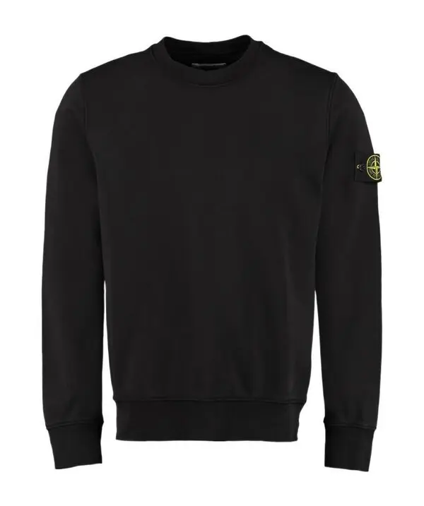 Stone Island Logo Patch Crewneck Sweatshirt - Black