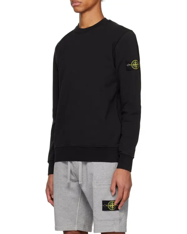 Stone Island Logo Patch Crewneck Sweatshirt - Black